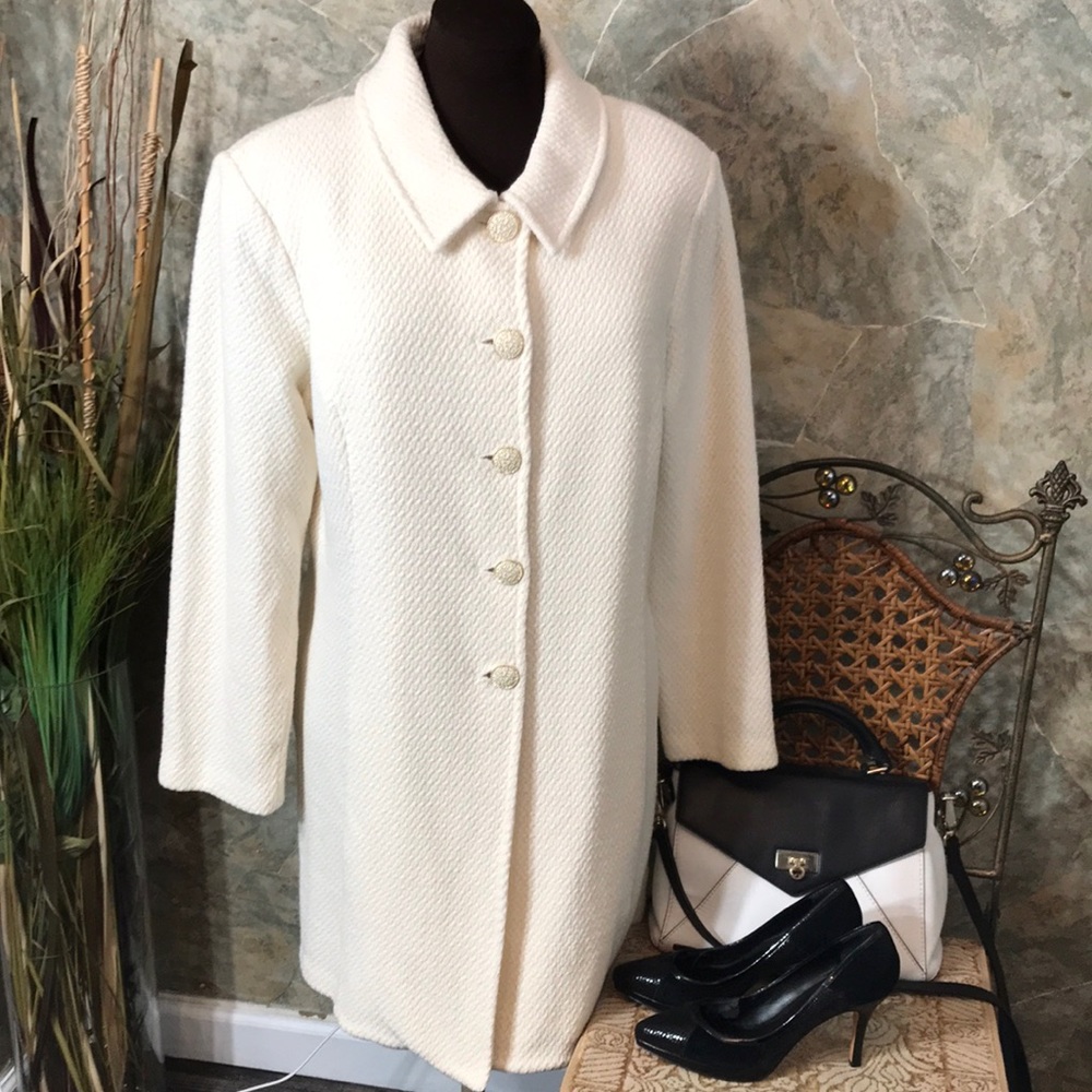 Saint John Collection Stunning Ornate Button Coat - Gem